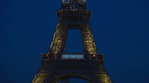 Close View Tour Eiffel Nightfall Twiligh... | Stock Video | Pond5
