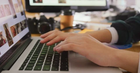 Close up view of woman tapping on keyboa... | Stock Video | Pond5