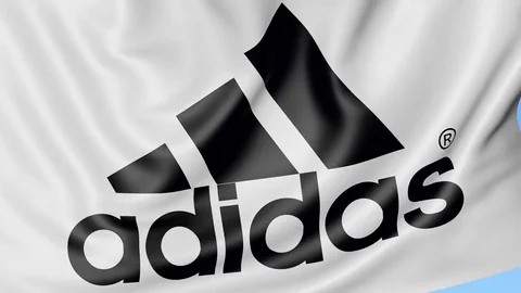 Close-up of waving flag with Adidas insc... | Stock Video | Pond5