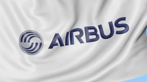 Close-up of waving flag with Airbus logo... | Stock Video | Pond5