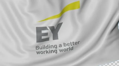 Close up of waving flag with Ernst & You... | Stock Video | Pond5
