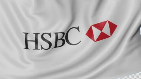 Close up of waving flag with HSBC logo, ... | Stock Video | Pond5