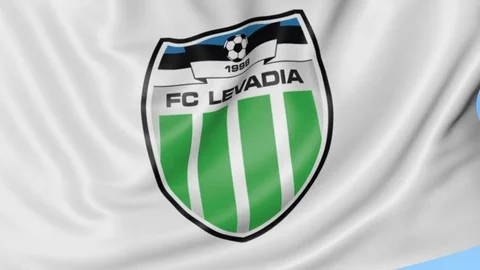 Close-up of waving flag with Levadia Tal... | Stock Video | Pond5