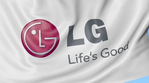 Close-up of waving flag with LG Corporat... | Stock Video | Pond5