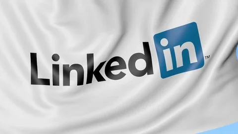 Close-up of waving flag with LinkedIn lo... | Stock Video | Pond5