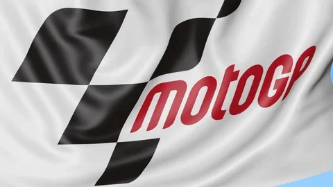 Close-up of waving flag with MotoGP logo... | Stock Video | Pond5