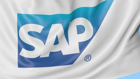 Close-up of waving flag with SAP SE logo... | Stock Video | Pond5