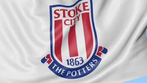 Close-up of waving flag with Stoke City ... | Stock Video | Pond5