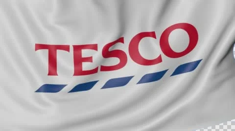 Close up of waving flag with Tesco logo,... | Stock Video | Pond5