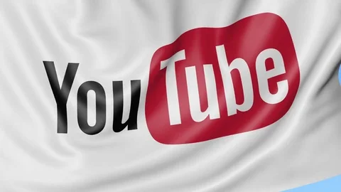 Close-up of waving flag with YouTube log... | Stock Video | Pond5