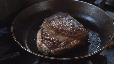 Close up of a well-done Rump steak being... | Stock Video | Pond5