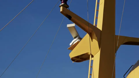 Close up white marine radar rotates on y... | Stock Video | Pond5