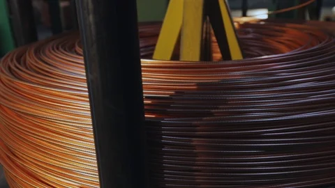 Close-up of a winding copper cable in a ... | Stock Video | Pond5