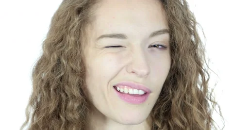 Close Up Of Winking Eye, Woman Face , Wh... | Stock Video | Pond5