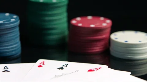 Close up of winning card layout and poke... | Stock Video | Pond5