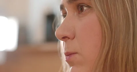 Close-up of woman face looking up, noddi... | Stock Video | Pond5