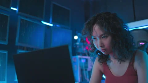 Close-up of Woman face programmer Powerf... | Stock Video | Pond5