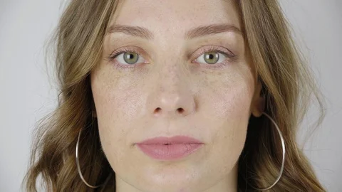 Close up of woman s face, female opening... | Stock Video | Pond5