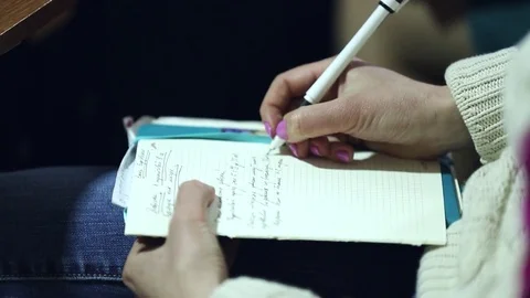 Close up of a woman writer hand writing ... | Stock Video | Pond5