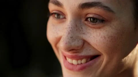 Close up of woman's face at sunset, beau... | Stock Video | Pond5
