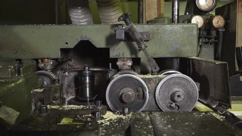 A Close-up of a wood sawing machine oper... | Stock Video | Pond5