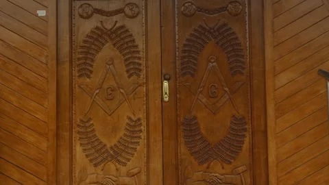 Close up of wooden doors entrance to a M... | Stock Video | Pond5