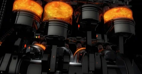 Close Up Working V8 Engine Animation Wit... | Stock Video | Pond5