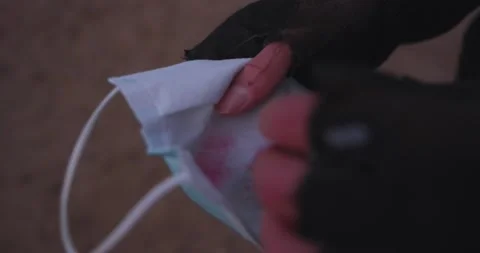 close up of worn mask with makeup stains... | Stock Video | Pond5