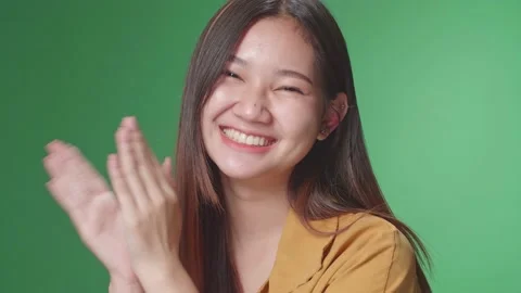 Close Up Of Young Asian Woman Clapping H... | Stock Video | Pond5