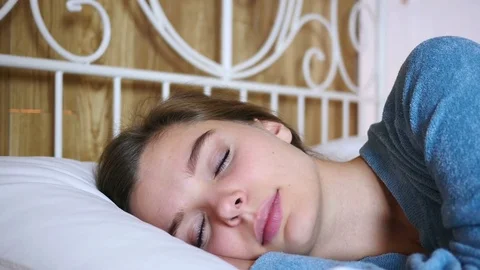 Close Up of Young Woman Face Sleeping in... | Stock Video | Pond5