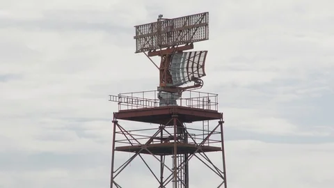 Close up zoom of a small radar tower che... | Stock Video | Pond5