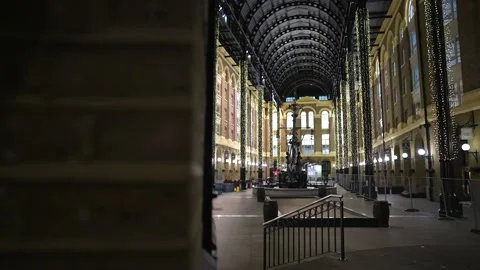 Closed and empty shopping mall at night,... | Stock Video | Pond5