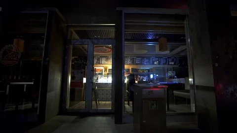 Closed cafe, view from the street. Close... | Stock Video | Pond5