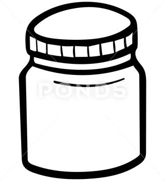 Closed Jar with Lid Black and White Isolated Line Art ~ Clip Art #85196199