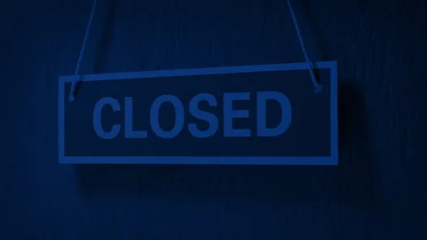 Closed Sign On Door At Night | Stock Video | Pond5