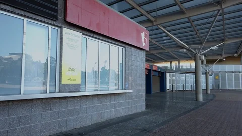 A closed ticket booth outside a stadium | Stock Video | Pond5