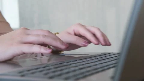 Closed up on woman hand is typing on Tha... | Stock Video | Pond5