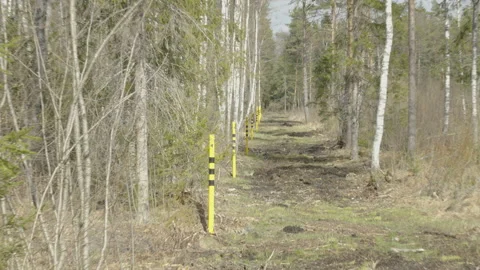 Closer look of the border line post on t... | Stock Video | Pond5
