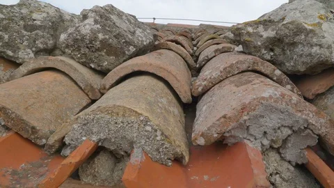 Closer look of the rubbles on the shingl... | Stock Video | Pond5