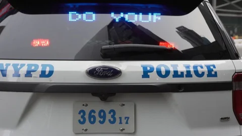 Closeup of the back of a NYPD Police car... | Stock Video | Pond5