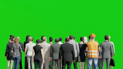 closeup back view 3D crowd animation on ... | Stock Video | Pond5