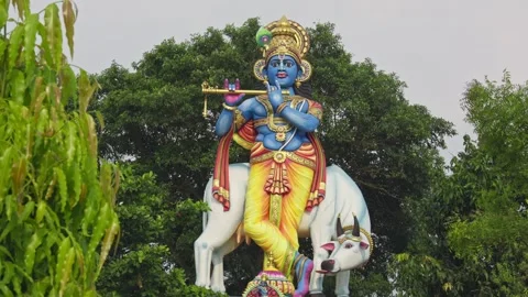 Closeup of big Lord Krishna with holy co... | Stock Video | Pond5