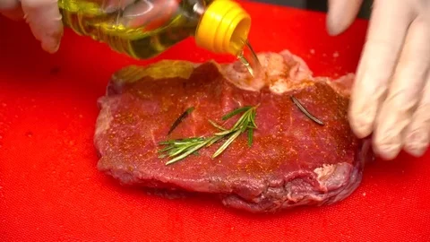 Closeup of chef's hands making steak wit... | Stock Video | Pond5