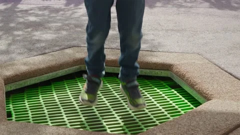 Closeup of child's feet jumping on the o... | Stock Video | Pond5