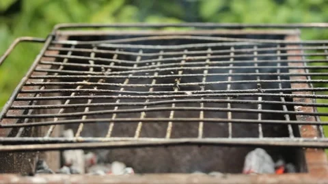 Closeup empty bbq grill frame | Stock Video | Pond5
