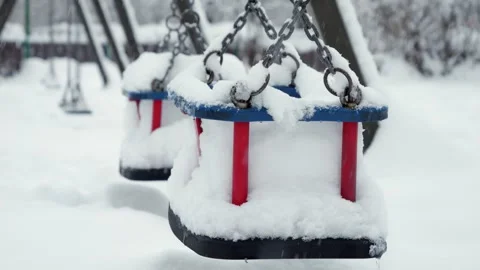 Closeup of empty chain swings on public ... | Stock Video | Pond5