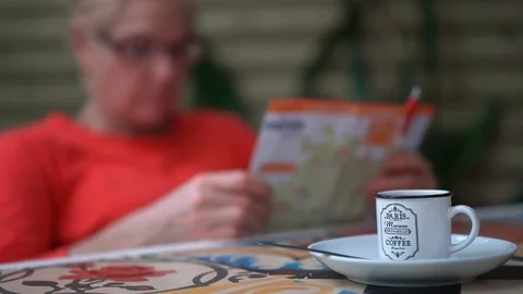 Closeup of espresso coffee at outdoor ca... | Stock Video | Pond5