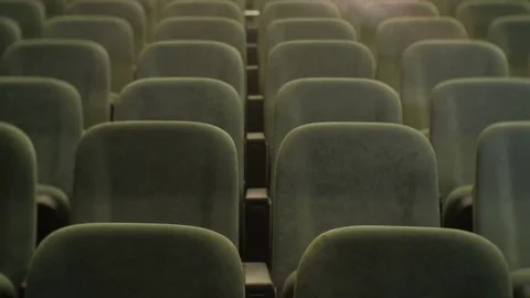 Closeup Front Row Empty Chair in Cinema... | Stock Video | Pond5