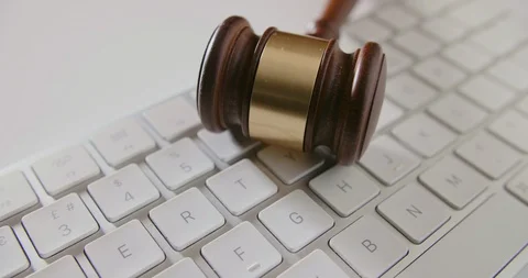 Closeup Of Gavel On Computer Keyboard At... | Stock Video | Pond5