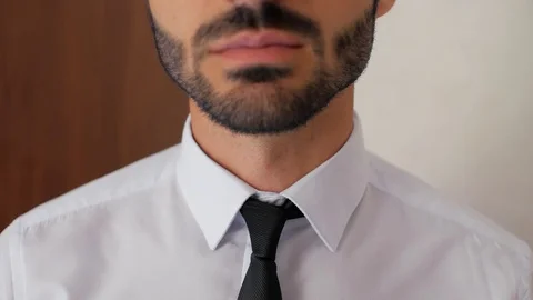 closeup guy businessman with beard in wh... | Stock Video | Pond5
